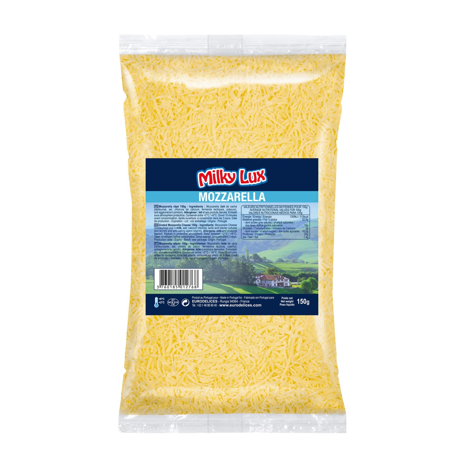 MILKY LUX GRATED MOZZARELLA 14x150G - FoodArt UK
